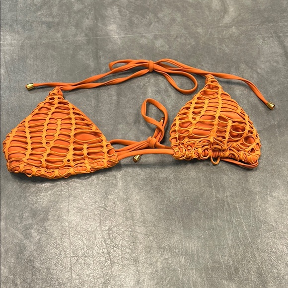 Matte Collection | Swim | Matte Collection Orange Cut Out Bikini Top ...
